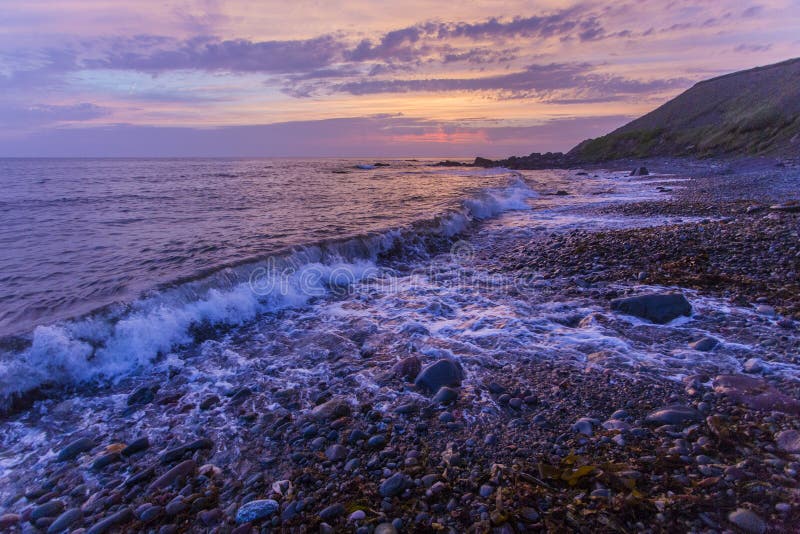 Sunset and Surf at St. Bride S Stock Photo - Image of nature, sunset ...
