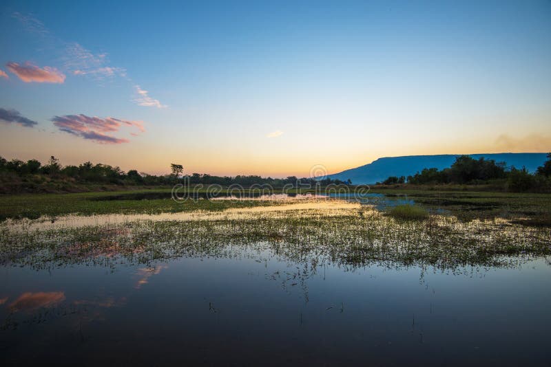 Sunset and swamp stock image. Image of colorful, beautiufl - 106301183