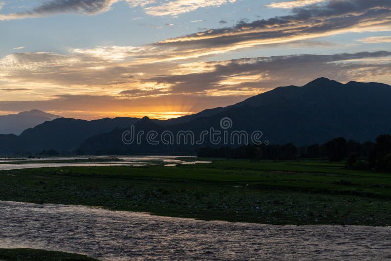 Sunset in Swat Valley Over a Mountains and River Stock Photo - Image of ...