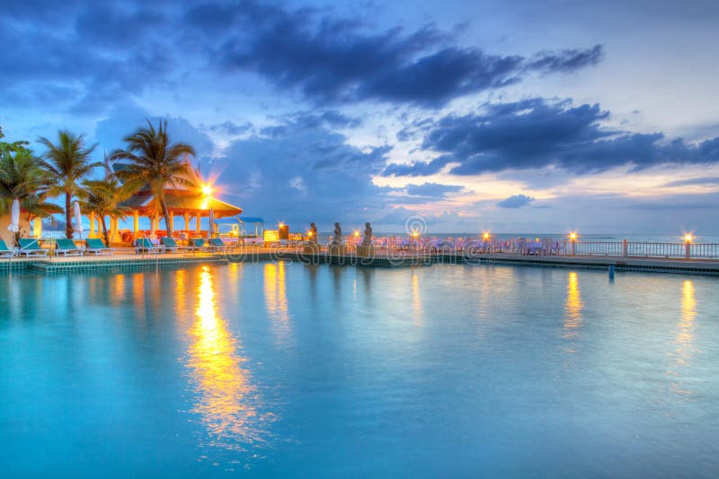 Sunset Over Pool at Resort 2 Stock Photo - Image of resort, palm: 2743428