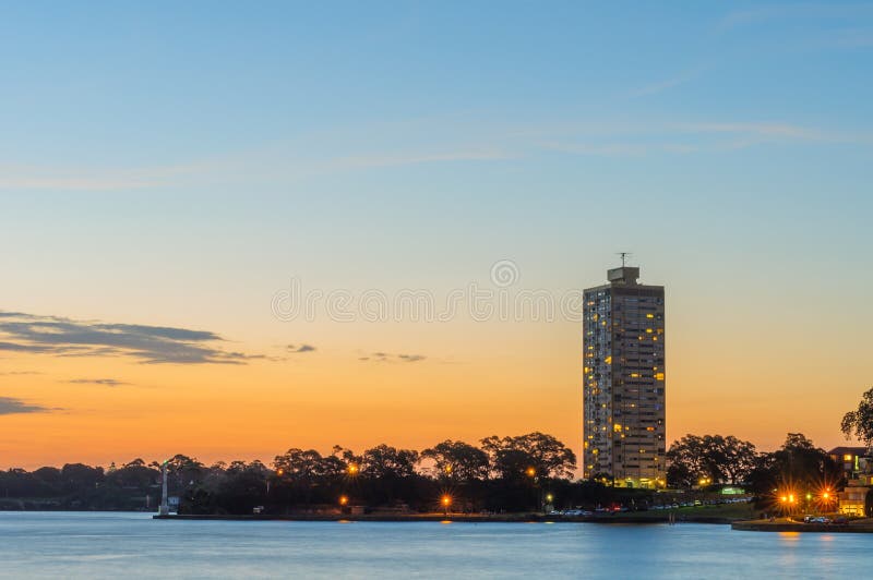 The Sunset on Sydney, Australia. Stock Photo - Image of sunset, palm ...