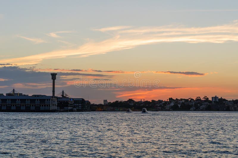 The Sunset on Sydney, Australia. Stock Image - Image of lake, queen ...