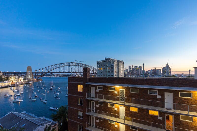 Sunset at Sydney Harbor Bridge Stock Image - Image of darling, night ...