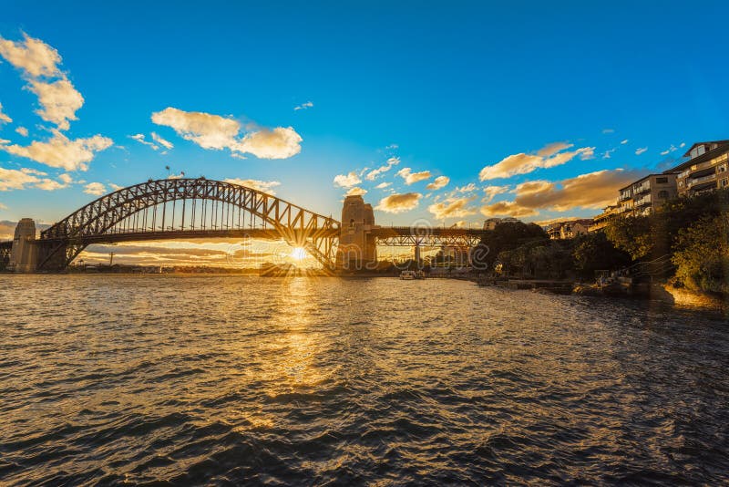 Sunset on the Sydney Harbour Bridge Sydney Australia. Stock Image ...