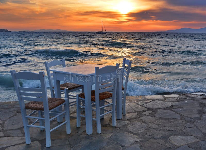 Sunset table stock photo. Image of island, peace, chair - 63799744
