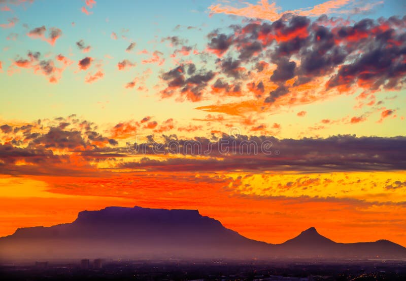 Sunset Table Mountain stock image. Image of table, apostles - 43025083
