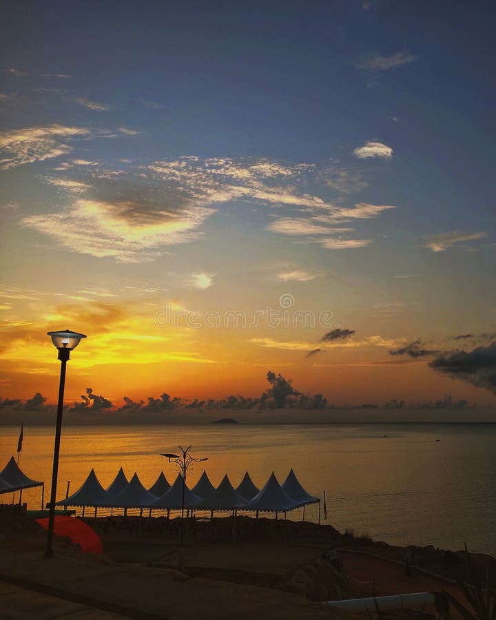 Sunset in Tarempa stock image. Image of morning, afterglow - 264381873