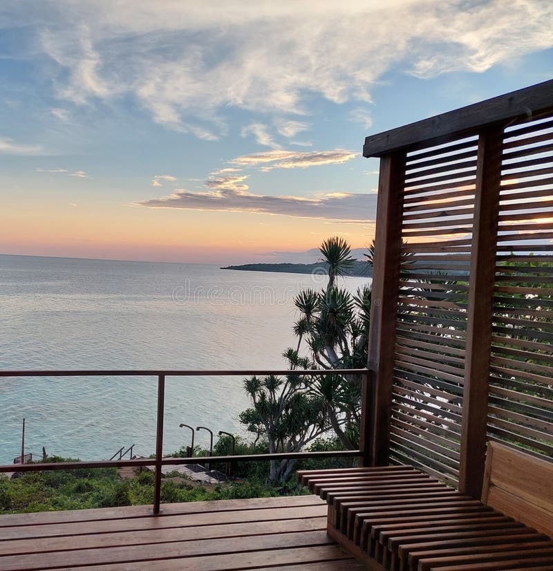 Sunset from the Terrace at the Beach in Sulawesi Stock Image - Image of ...