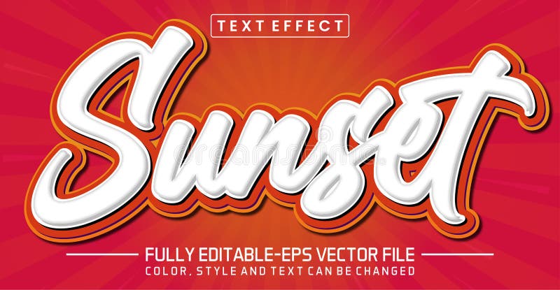 Sunset Text Editable Style Effect Stock Vector - Illustration of ...