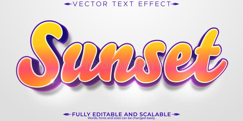 Sunset Text Effect, Editable Modern and Poster Text Style Stock Vector ...