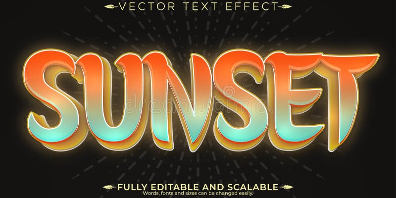 Sunset Text Effect, Editable Retro and Shiny Customizable Font Style ...