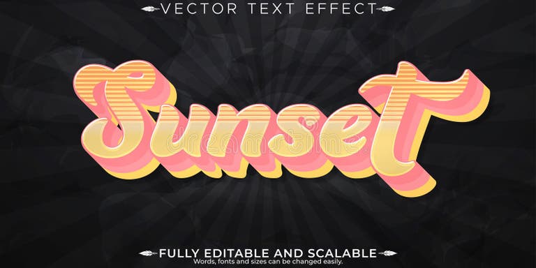 Sunset Text Effect, Editable Vintage and Classy Text Style Stock Vector ...