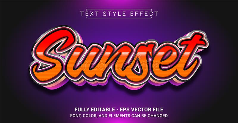 Sunset Text Style Effect. Editable Graphic Text Template Stock Vector - Illustration of gradient ...