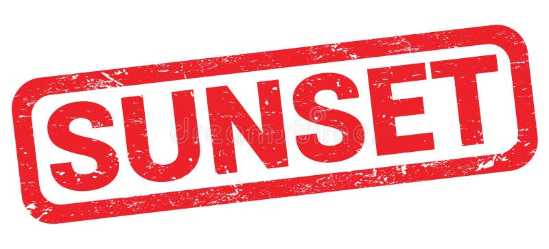 SUNSET Text Written on Red Rectangle Stamp Stock Illustration ...