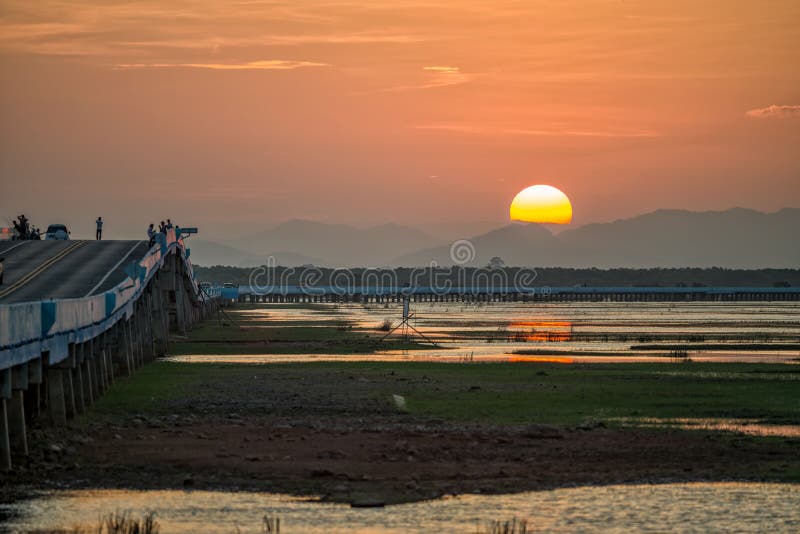 Sunset at Thale noi stock photo. Image of songkhla, sunset - 87635150