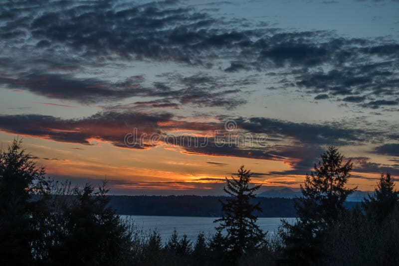 Sunset at Three Tree Point stock photo. Image of golden - 69219164