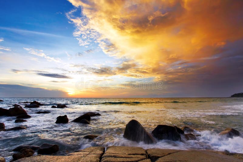 Sunset Clouds Over Indian Ocean, Wild Coast Stock Photo - Image of ...