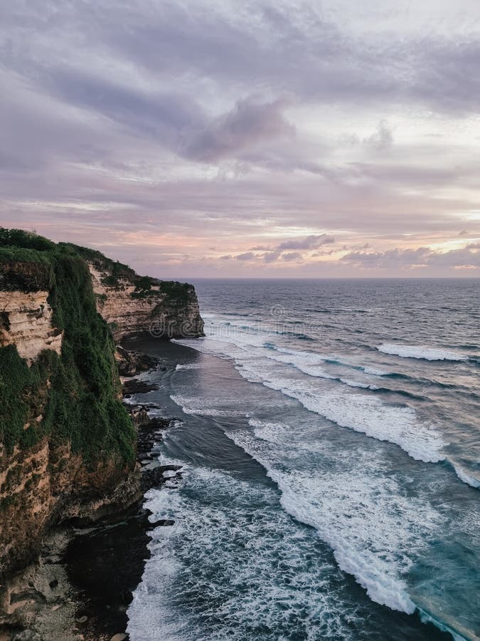 Sunset Time and Cliff at Sunset Point Uluwatu Bali Indonesia Stock ...