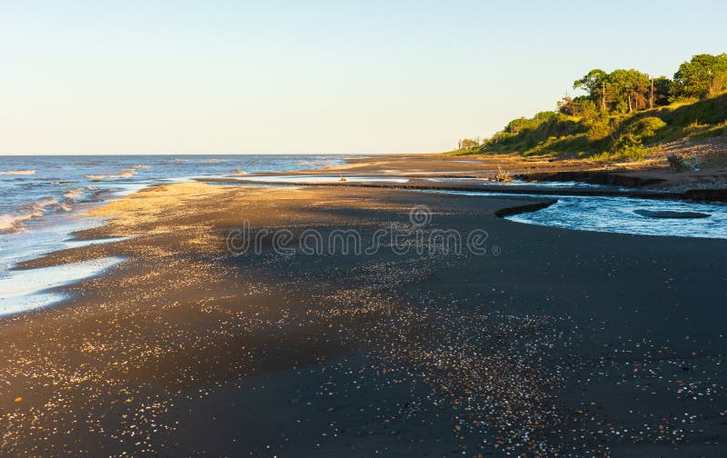 Sunset Time on an Empty Sea Beach Stock Photo - Image of summer ...