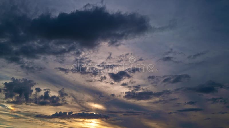 Sunset Time Lapse with Sun and Clouds on Blue and Orange Dramatic Sky ...
