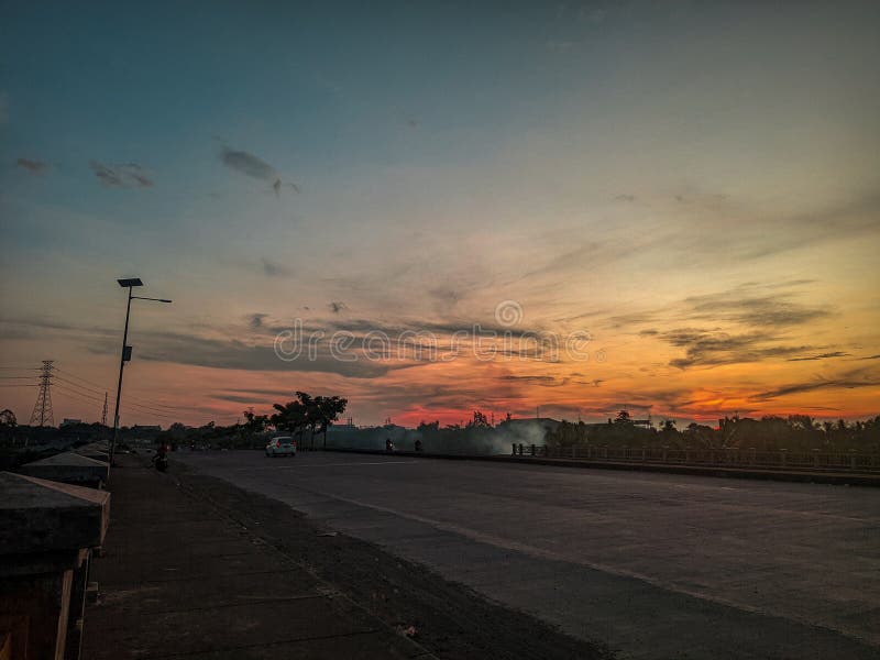 Sunset Today Along with the Clouds that Fill the Sky of the World Stock ...