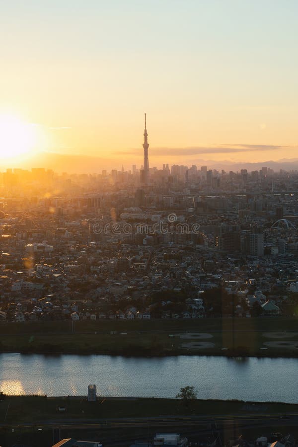 Sunset at Tokyo Sky Tree and Tokyo Cityscape Stock Image - Image of ...