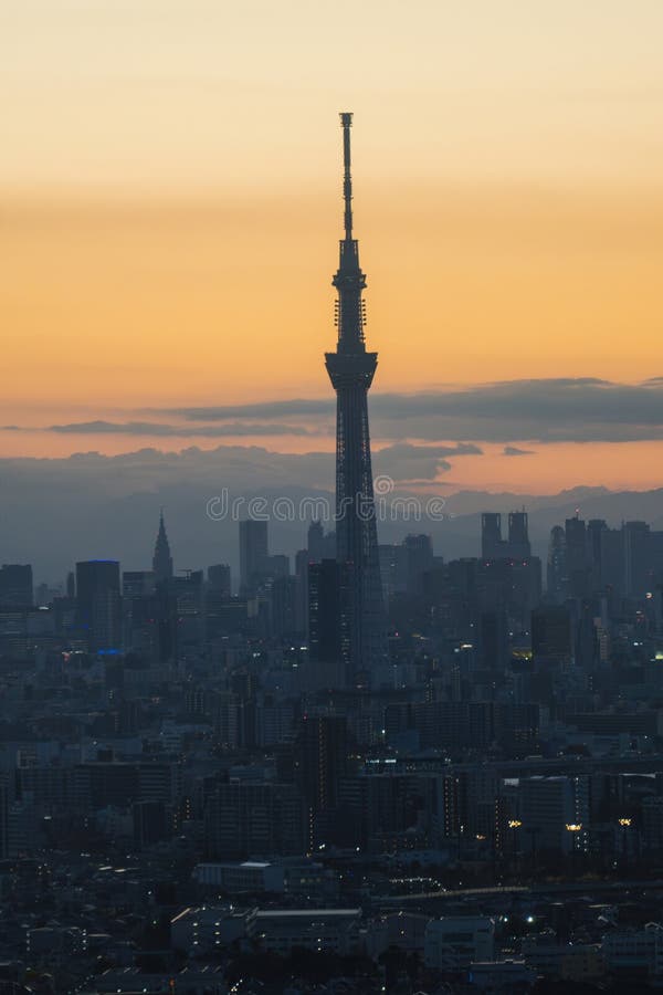 Sunset at Tokyo Sky Tree and Tokyo Cityscape Stock Image - Image of ...