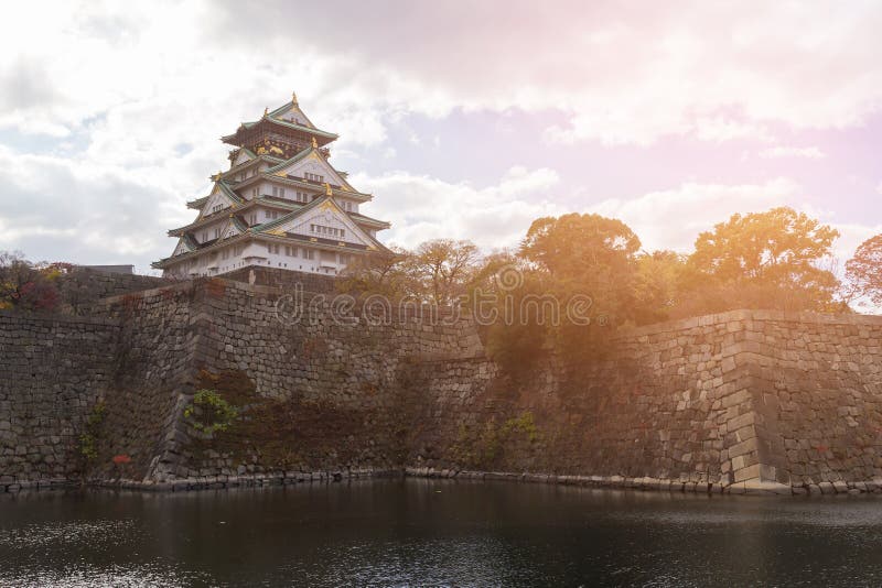 Sunset Tone, Osaka Castle Ancient Historic Landmark Stock Photo - Image ...