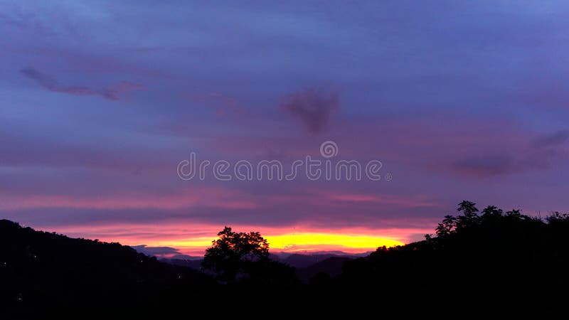 Sunset at the Top of the Mountain in the Evening Time. Costa Rica Stock ...
