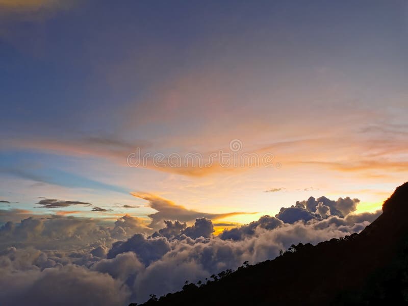 Sunset from the Top of the Mountain. Stock Image - Image of hill ...