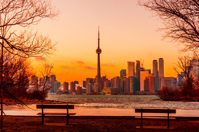 Sunset and Toronto Cityscape Editorial Stock Image - Image of twilight ...