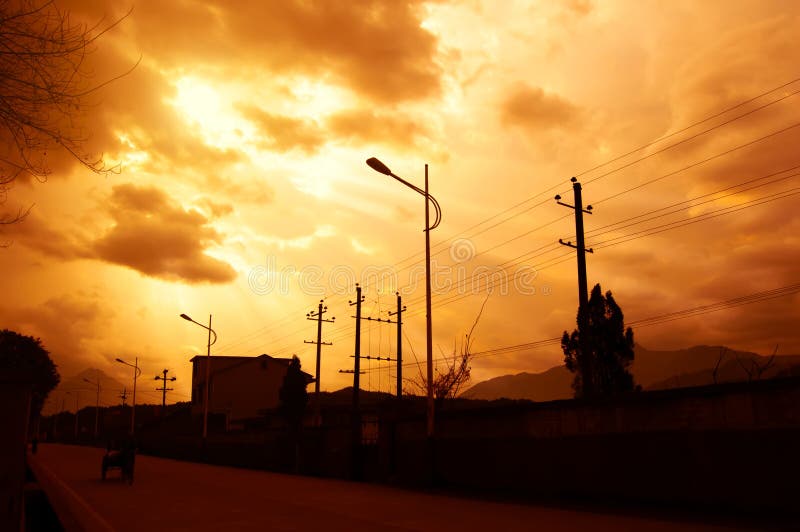 Sunset town stock image. Image of orange, sunset, city - 19122491
