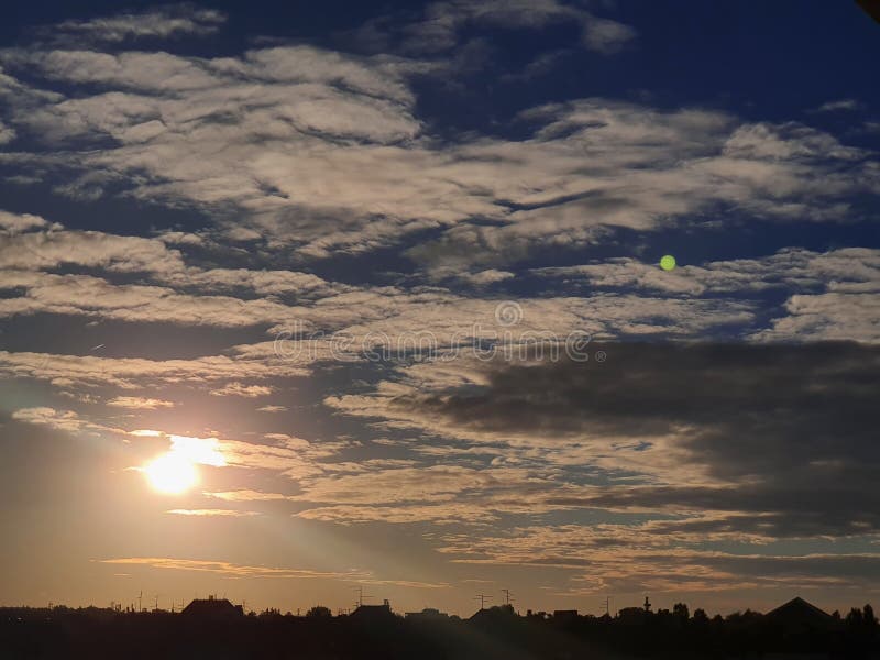 Sunset in Town with Blue Sky Piramide Stock Photo - Image of horizon ...