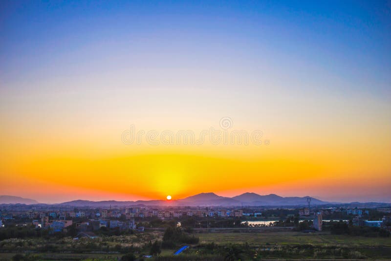 Sunset in the town stock photo. Image of mountains, china - 70006182