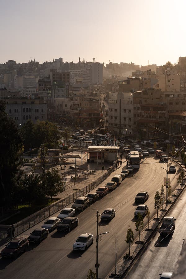 Sunset Traffic in Amman, Capital City of Jordan Stock Photo - Image of ...