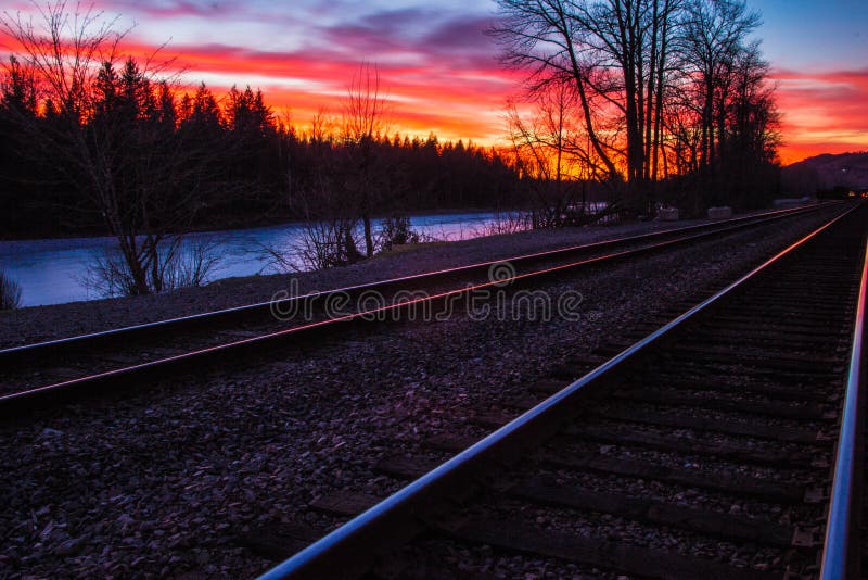 Sunset Train stock image. Image of transportation, tracks - 50628685