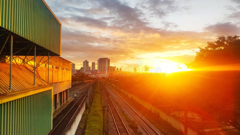 Sunset at train station stock photo. Image of track - 200621134