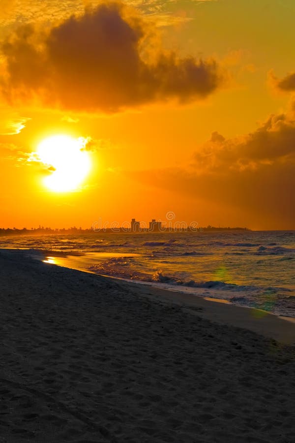 Sunset at a Tropical Beach in Cuba Stock Photo - Image of dusk, ocean ...