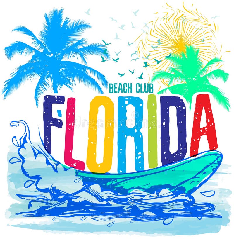 Sunset at Tropical Beach Florida Stock Vector - Illustration of grunge ...