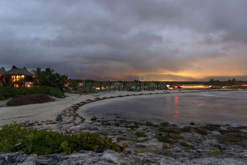 Sunset in tulum mexico stock photo. Image of nature - 131083752