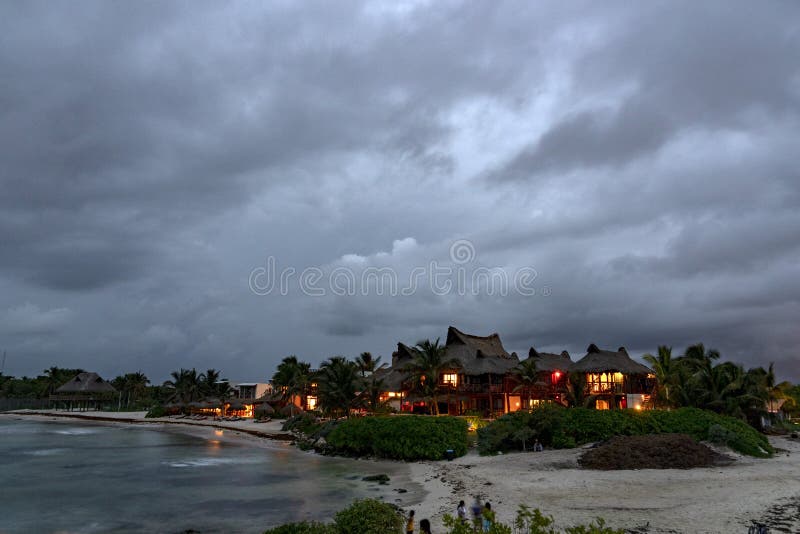 Sunset in tulum mexico stock photo. Image of beach, tulum - 131083768