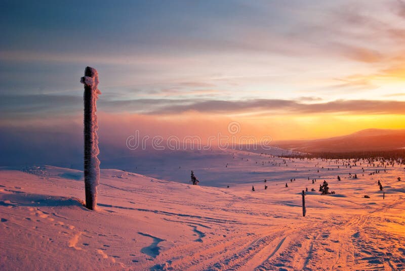 Sunset in the tundra stock image. Image of nature, frozen - 37284763
