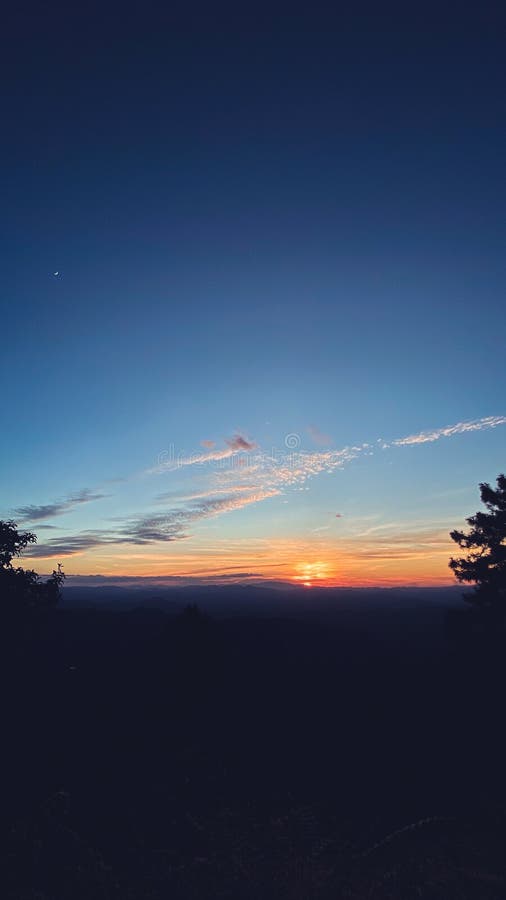 Sunset and Twilight Light in the Forest on the Mountain Stock Image ...