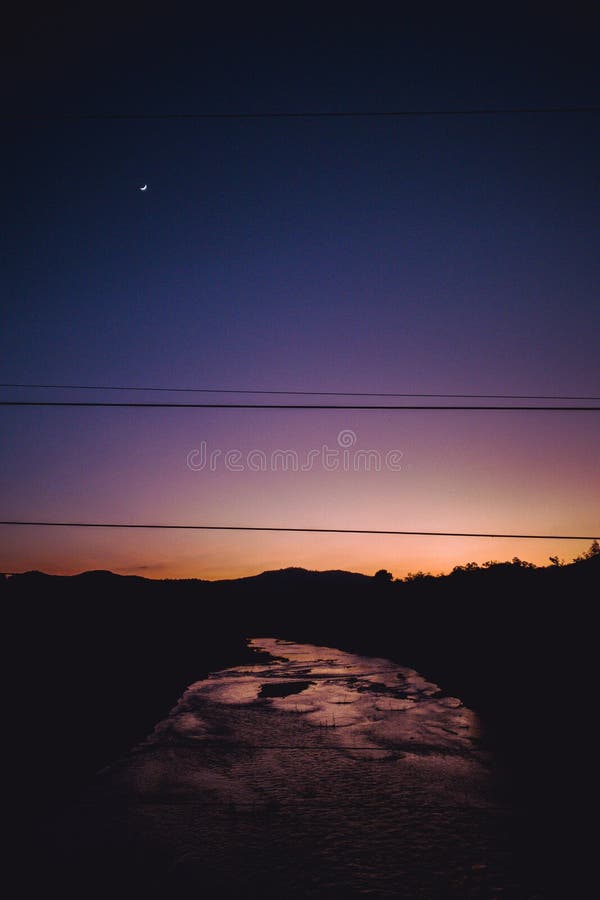 Sunset and Twilight Light in the Forest on the Mountain Stock Image ...