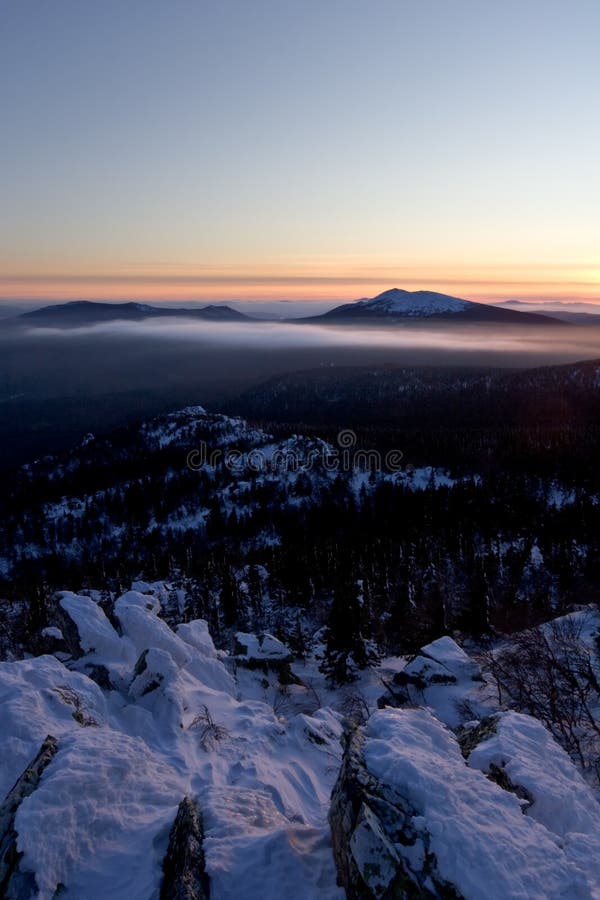 Sunset in Ural Mountains.Taiga,Russia.Taganay Park Stock Photo - Image ...