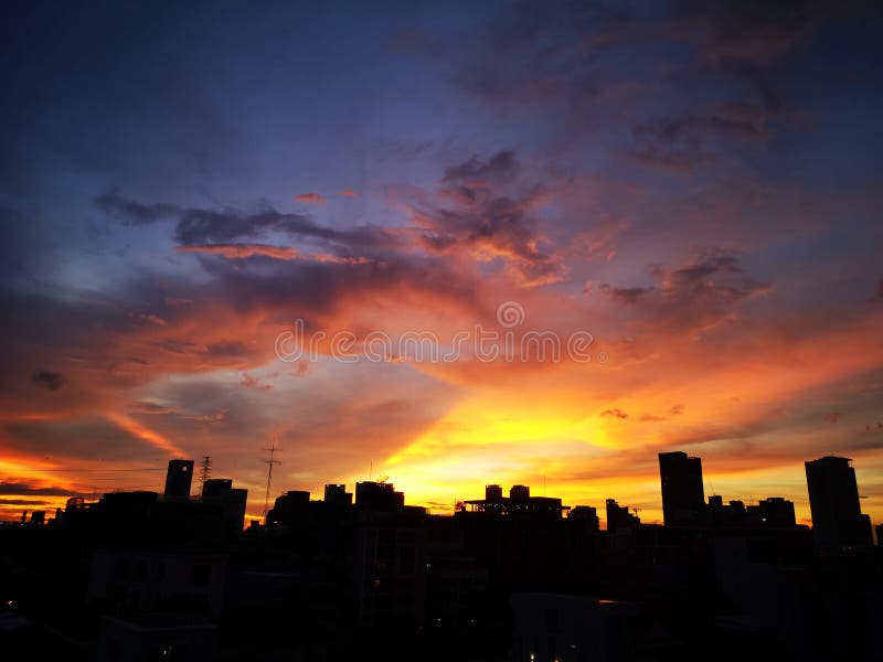 Before Sunset in urban stock image. Image of sunset - 198195521