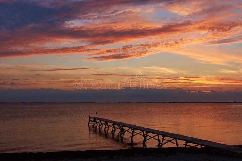Sunset at Vadum Beach in Salling, Denmark Stock Photo - Image of coast ...