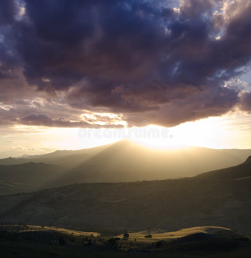 Sunset in the Valley stock image. Image of scenery, hinterland - 17163539