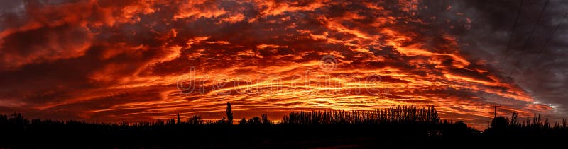 Red sunset in the valley, stock image. Image of sunset - 321383889