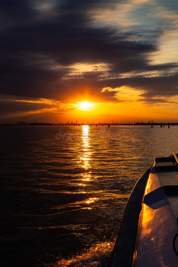 Sunset in the Venetian Lagoon, Italy Stock Photo - Image of italian ...